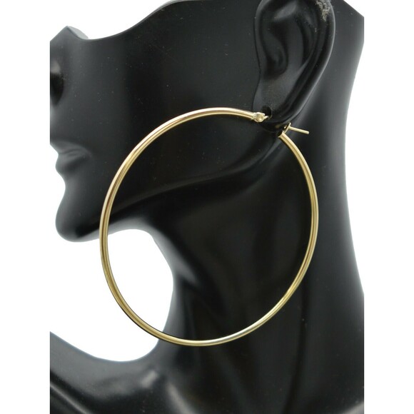 BH Jewelry | Jewelry | K Solid Gold Big Large Hoop Plain Earrings 60mm ...